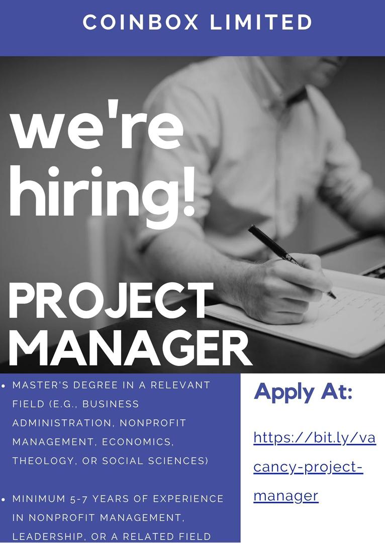 Vacancy: Project Manager - Coinbox Limited